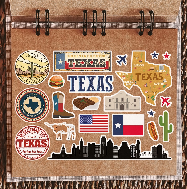 A5 Sticker Sheet Texas Landmarks Vinyl Stickers USA America - Etsy
