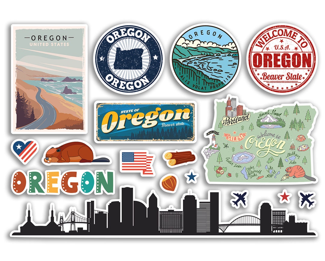A5 Sticker Sheet Oregon Landmarks Vinyl Stickers - USA American States ...
