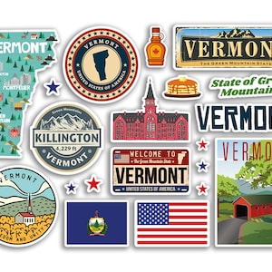 A5 Sticker Sheet Vermont Landmarks Vinyl Stickers - USA America States ...