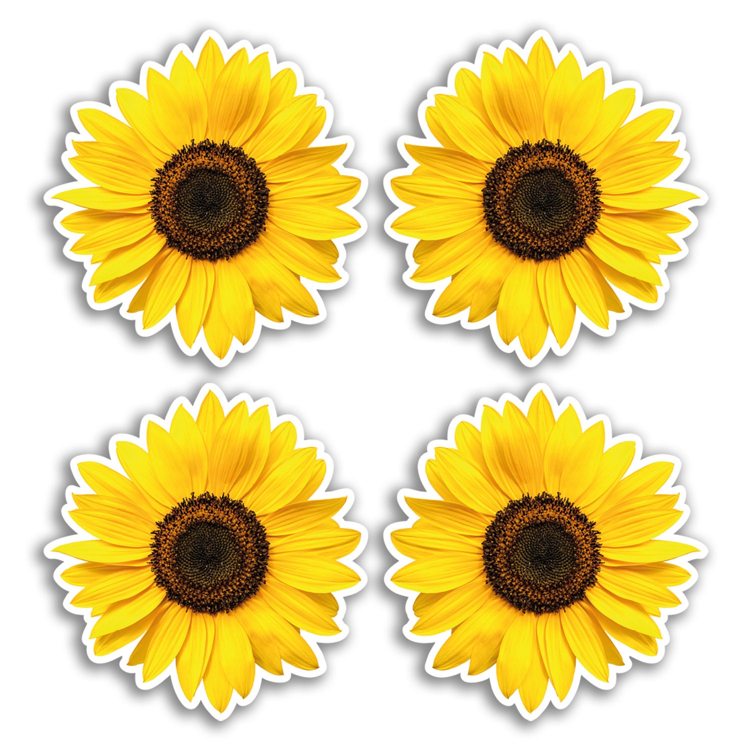 4 X 10cm Sunflower Vinyl Stickers Floral Flowers Yellow - Etsy UK