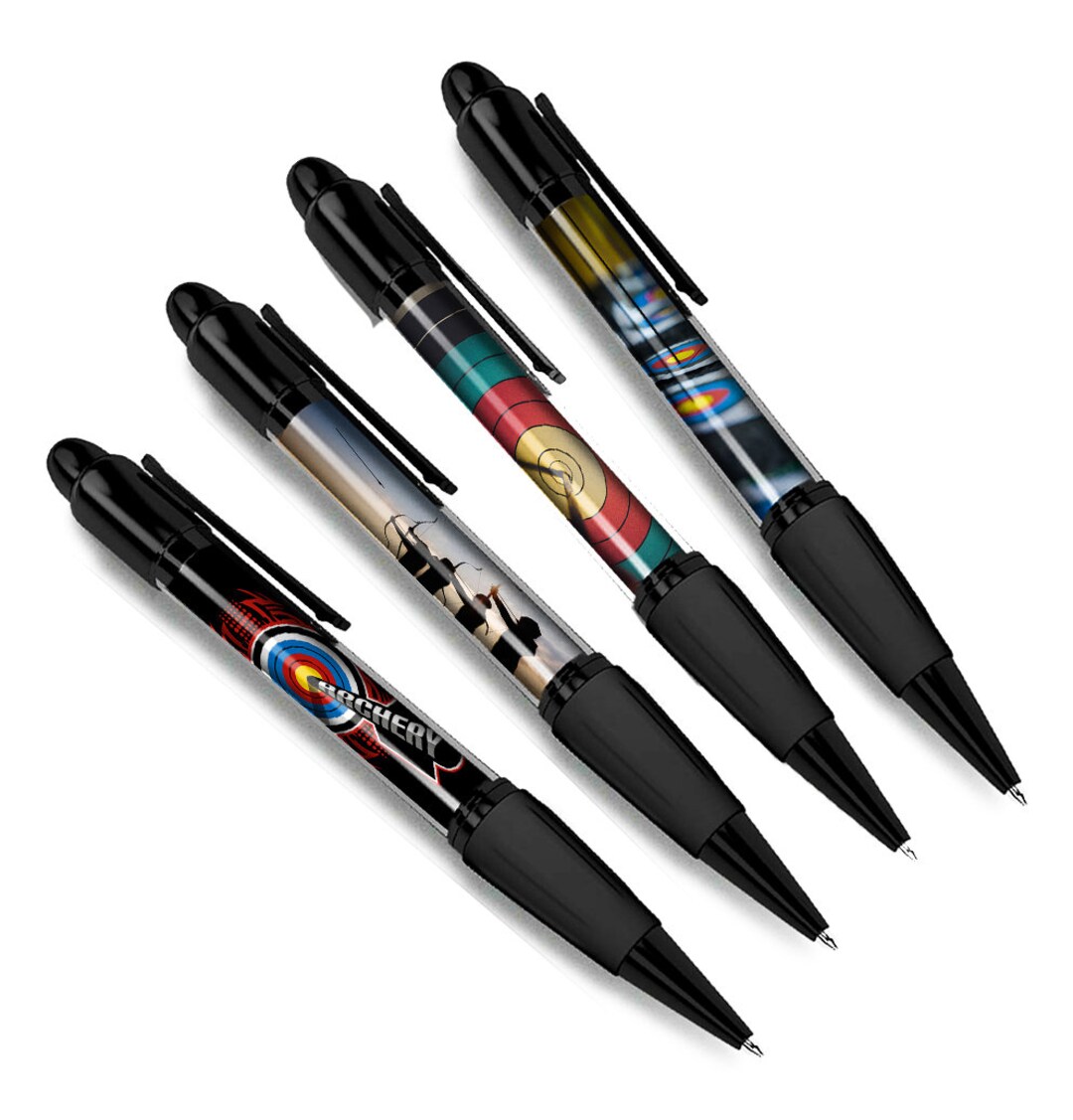 Set of 4 Archery Black Ballpoint Pens Target Archer Sport Bow Arrow ...
