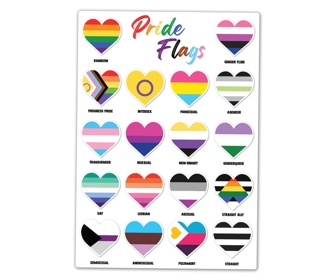 A4 Sticker Sheet Pride Flags Vinyl Stickers Sexual Gender Identify Gay ...