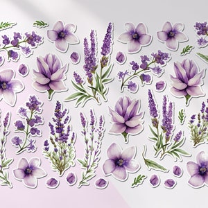 A4 Sticker Sheet Lavender Vinyl Stickers - Purple Floral Flowers ...