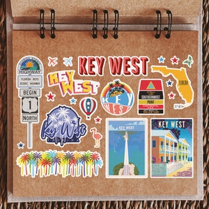 A5 Sticker Sheet Key West Landmarks Vinyl Stickers - Florida US America ...
