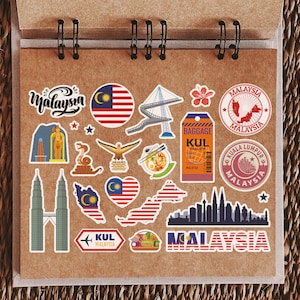 A5 Sticker Sheet Malaysia Landmarks Vinyl Stickers - Country Asia Map ...