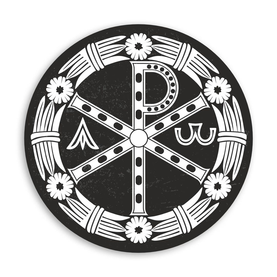 2 X 10cm Ancient Christian Symbol Vinyl Stickers - Jesus Christ Alpha ...
