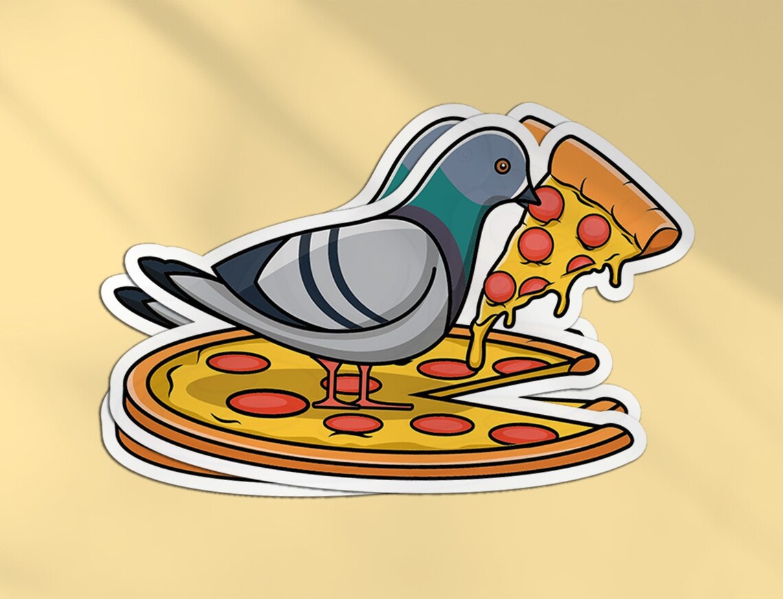 2 X 10cm Funny Food Pigeon Birds Vinyl Stickers Stealing - Etsy UK
