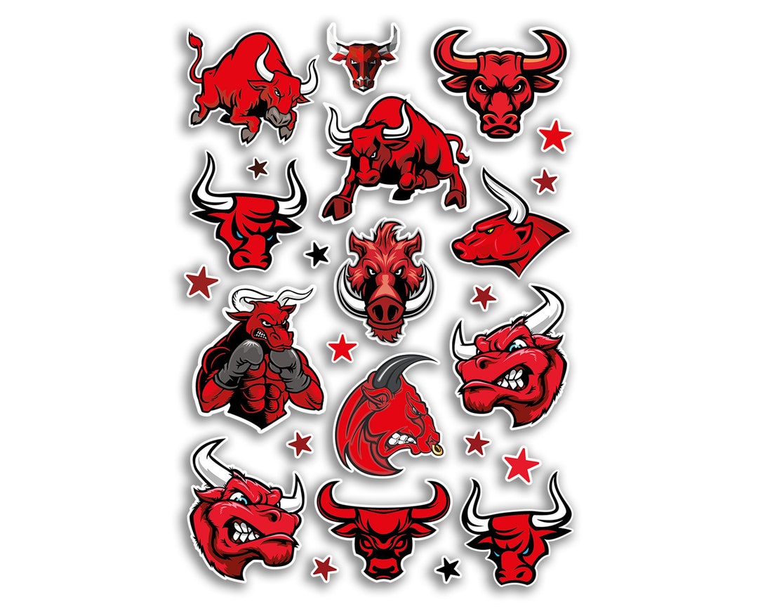 A4 Sticker Sheet Raging Bull Vinyl Stickers - Red Angry Mad Animal ...