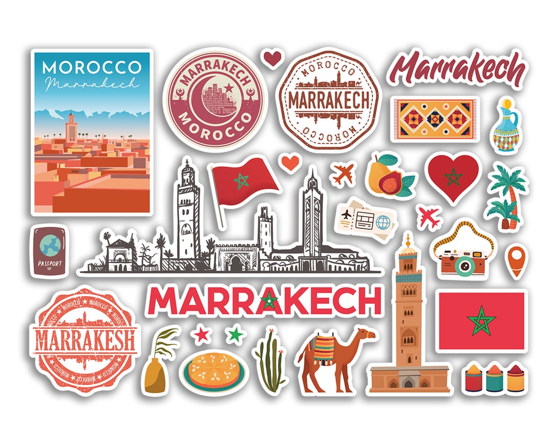 A5 Sticker Sheet Marrakech Landmarks Vinyl Stickers Morocco - Etsy