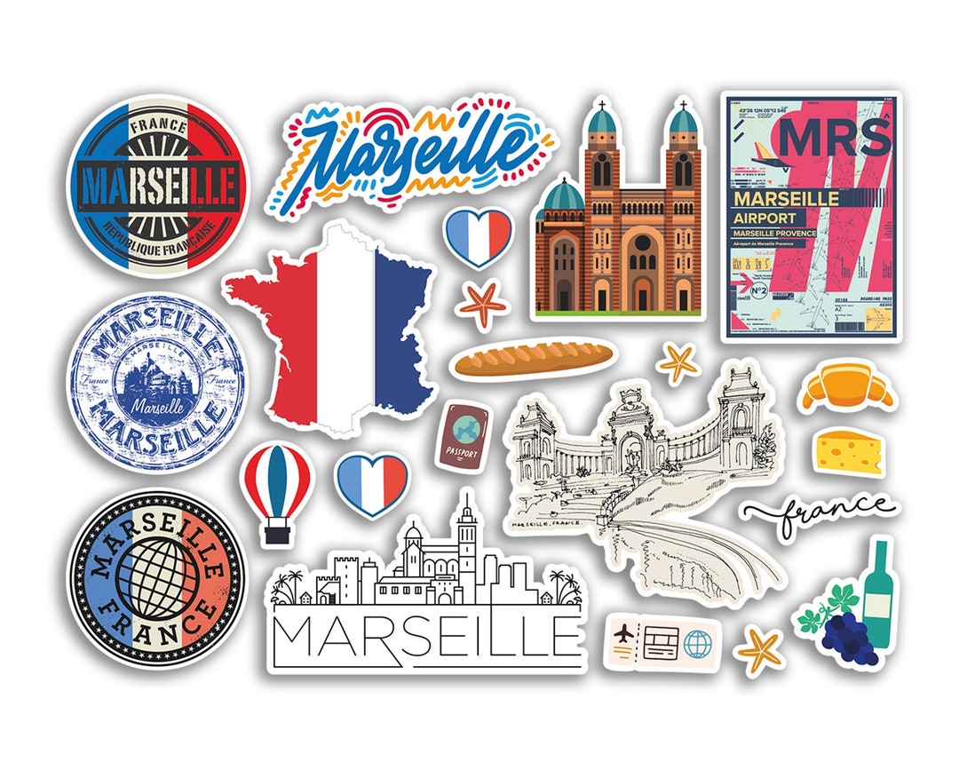 A5 Sticker Sheet Marseille Landmarks Vinyl Stickers - France City Map ...