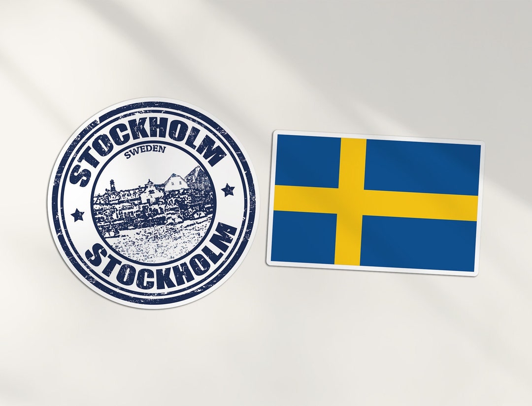 2 X 10cm Stockholm Vinyl Stickers Sweden Swedish Map Flag Holiday ...
