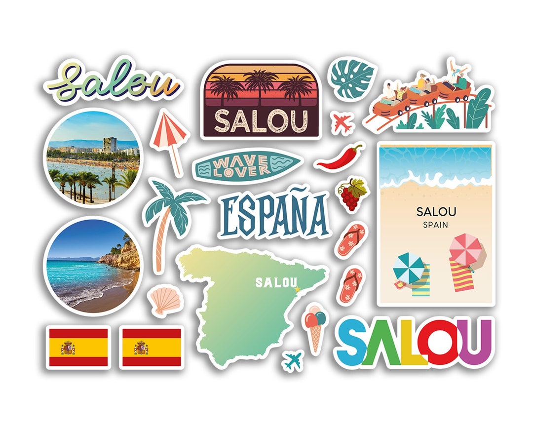 A5 Sticker Sheet Salou Landmarks Vinyl Stickers Spanish Spain Summer ...
