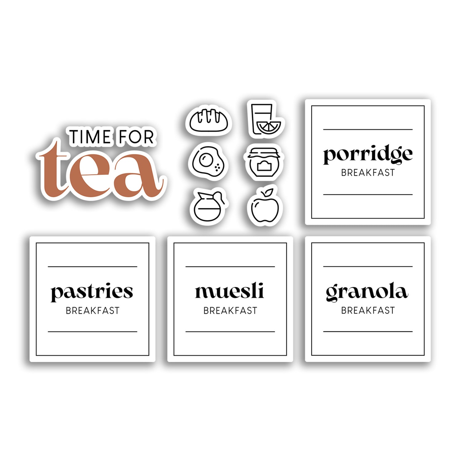 Modern Breakfast Labels Vinyl Stickers Pantry Kitchen Home - Etsy UK