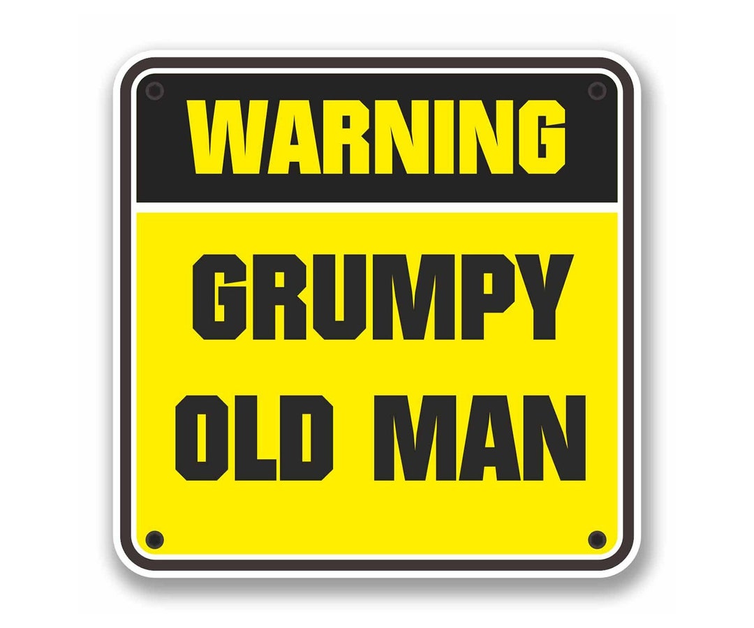 2 x 10cm Warnhinweis Grumpy Old Man Vinyl Aufkleber - Lustiger Witz ...