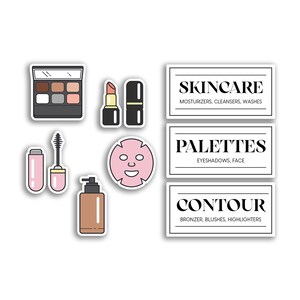 16 Modern Makeup Vinyl Stickers Organisation Girls Skincare Products ...