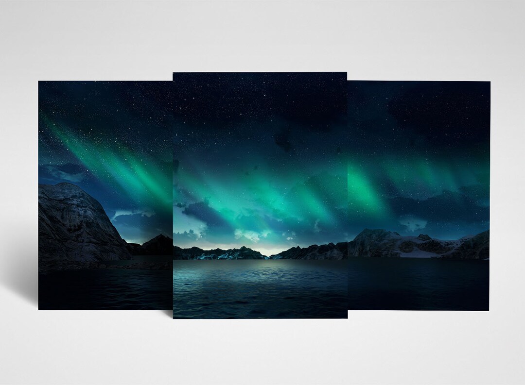 3 X Northern Lights Posters - Travel Norway Trio of Prints Portrait ...
