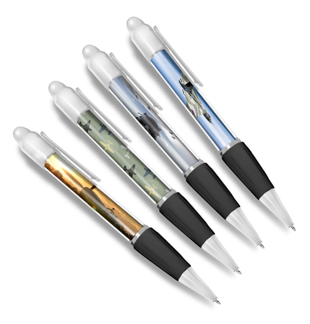 Set of 4 Air Force White Ballpoint Pens Plane Spitfire Vulcan Pilot Dad ...