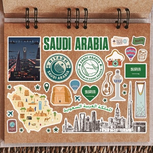 A5 Sticker Sheet Saudi Arabia Landmarks Vinyl Stickers - Asia Country ...