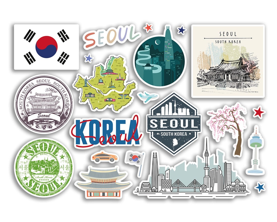 A5 Sticker Sheet Seoul Landmarks Vinyl Stickers South Korea City Map ...