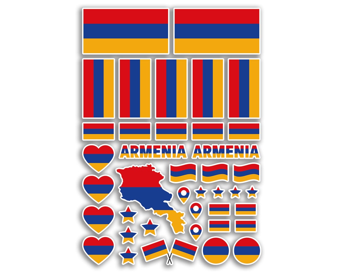 A4 Sticker Sheet Armenia Flags Vinyl Stickers Armenian Country Europe ...