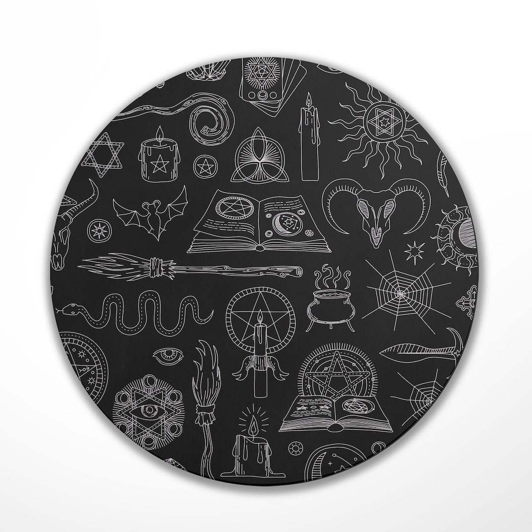 1 X Witchcraft Round Mouse Mat - Pattern Stars Witch Coven Magical ...