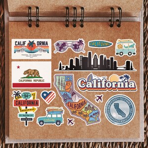 A5 Sticker Sheet California Landmarks Vinyl Stickers - USA American ...