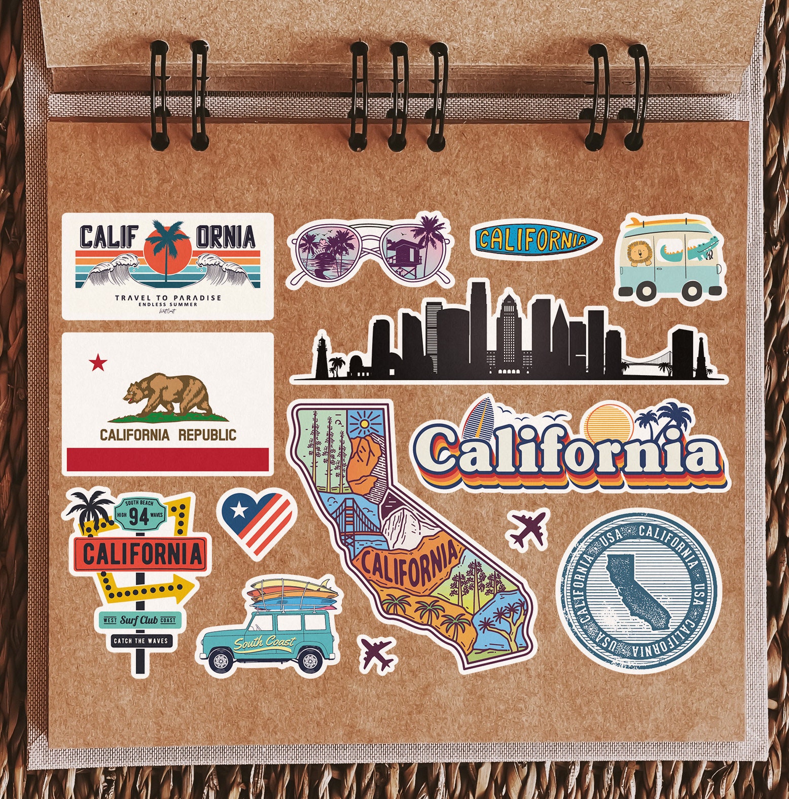 A5 Sticker Sheet California Landmarks Vinyl Stickers USA - Etsy UK