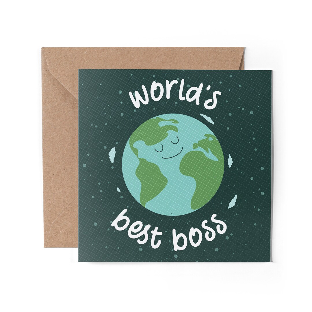 1 X World's Best Boss Greeting Card - Work Job Number 1 No.1 Birthday ...