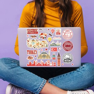 A4 Sticker Sheet Turkey Landmarks Vinyl Stickers - Turkish Istanbul Map ...