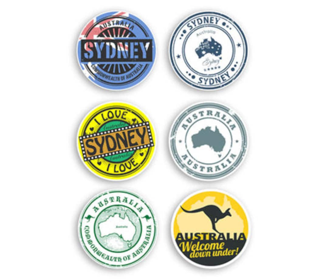 6 X 8cm Sydney Australia Vinyl Stickers Australian Down Under Holiday ...