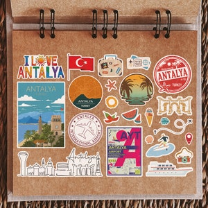 A5 Sticker Sheet Antalya Landmarks Vinyl Stickers - Turkey Turkish Map ...