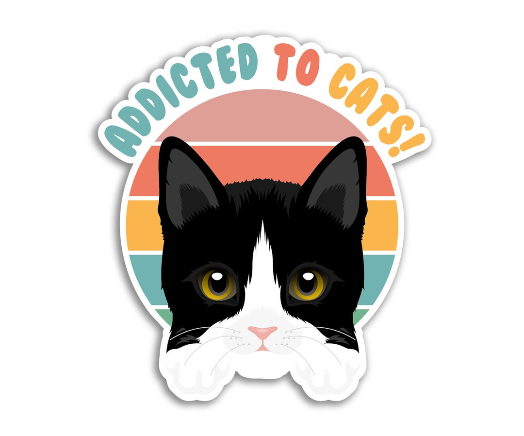 2 X 10cm Addicted to Cats Stickers Cat Kitten Pet Paw Animals Men Women ...