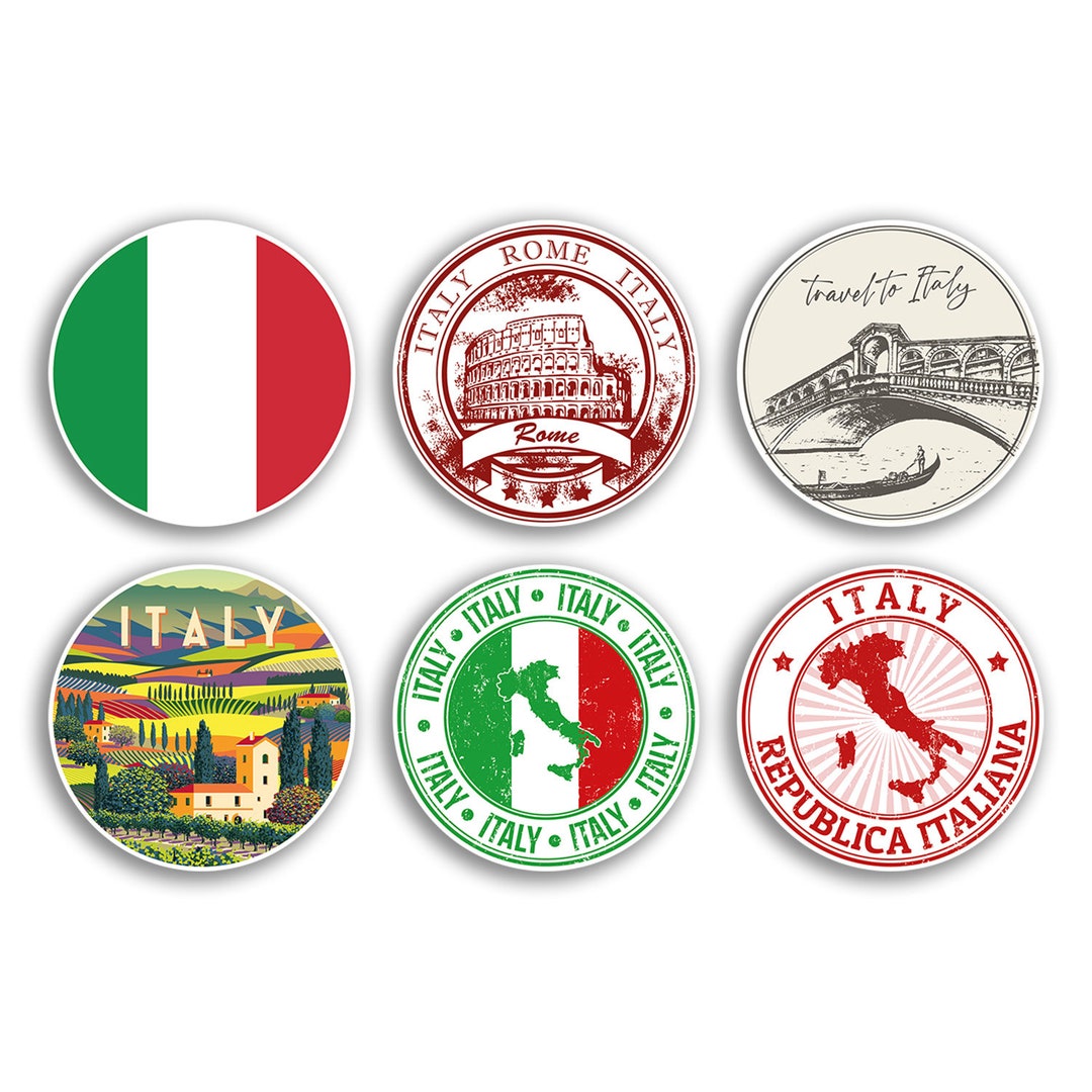 6 X 10cm Italy Vinyl Stickers - Italian Rome Country City Travel Map ...