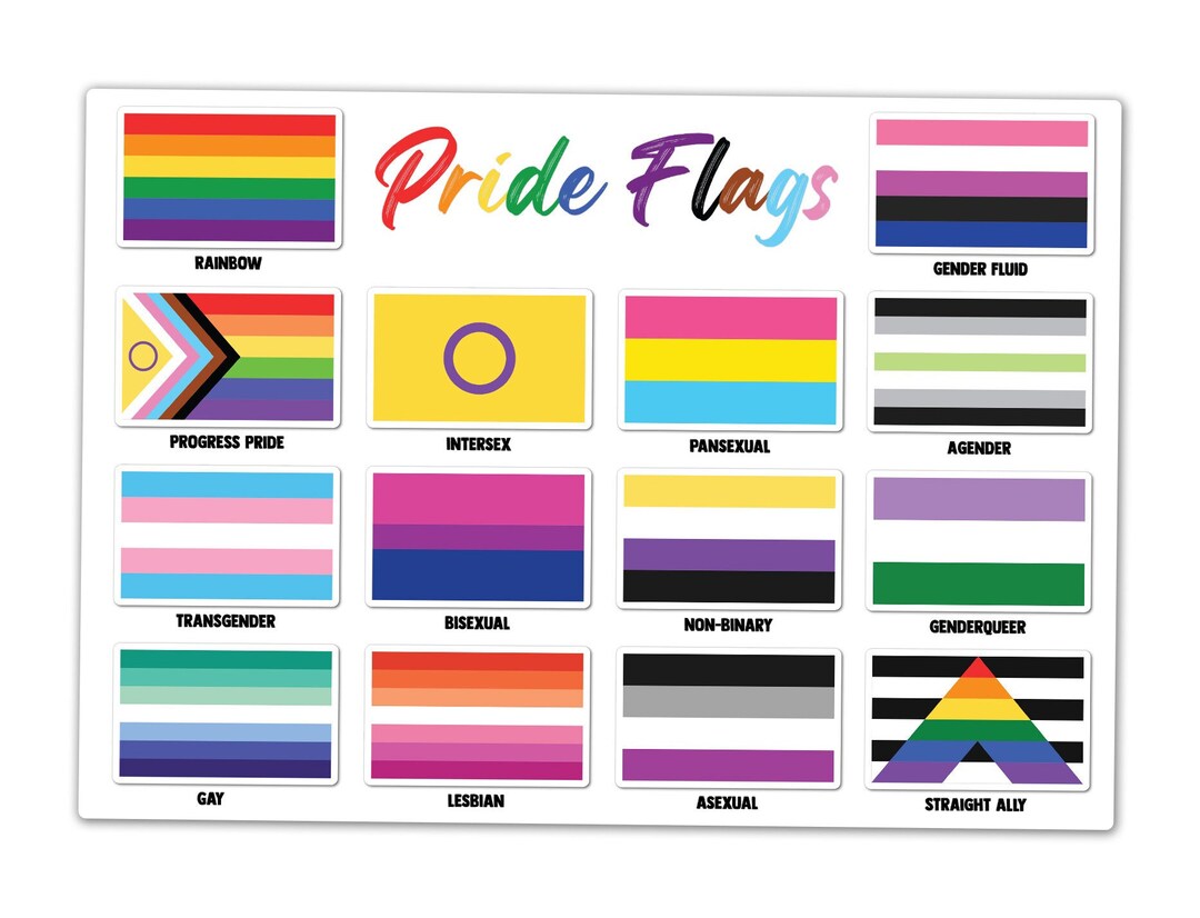 A4 Sticker Sheet Pride Flags Vinyl Stickers Sexual Gender Identify Gay ...