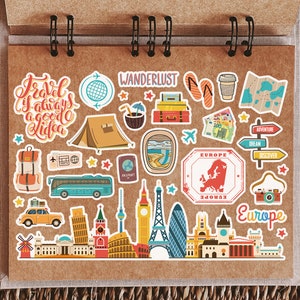 A5 Sticker Sheet Europe Landmarks Vinyl Stickers - Road Trip Adventure ...