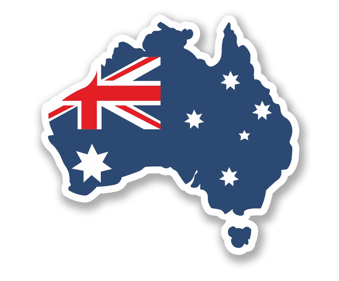 2 X 10cm Australia Flag Vinyl Stickers Australian Map Travel Adventure ...