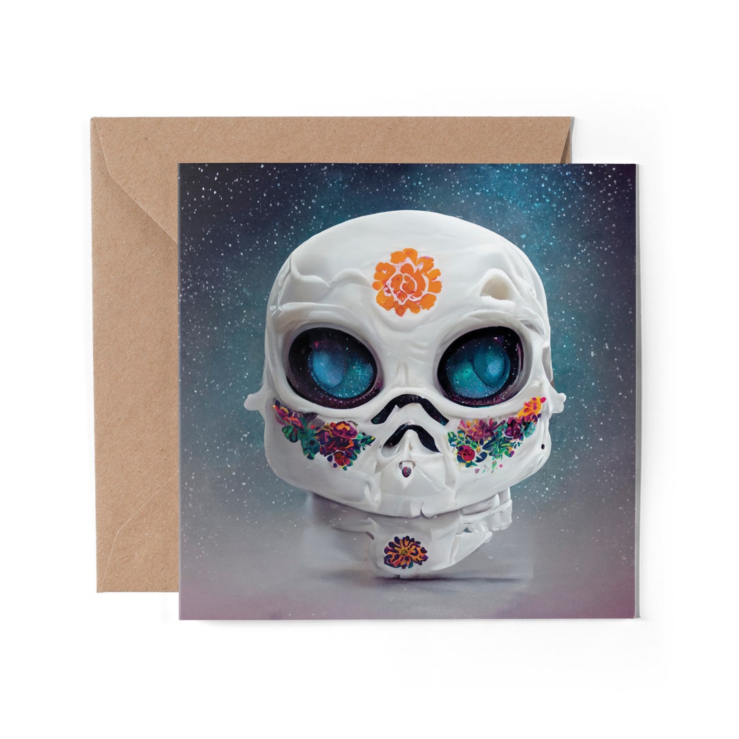 1 X Greeting Card Trooper Sugar Skull Flowers Art Space Funny Gift 0024 ...