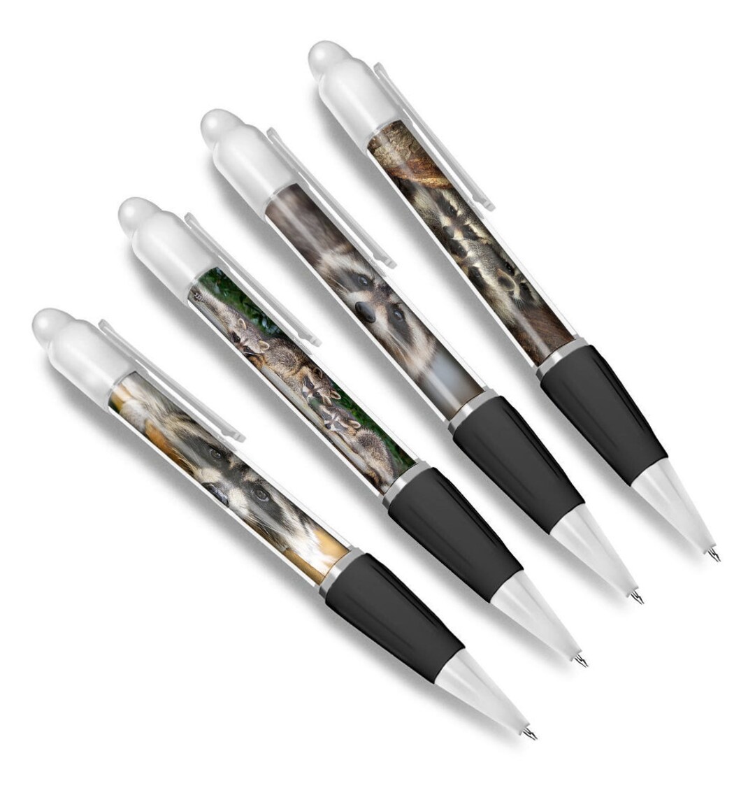 Set of 4 Raccoon White Ballpoint Pens Animal Wild Nature Wildlife ...