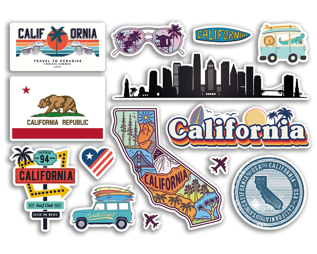 A5 Sticker Sheet California Landmarks Vinyl Stickers - USA American ...