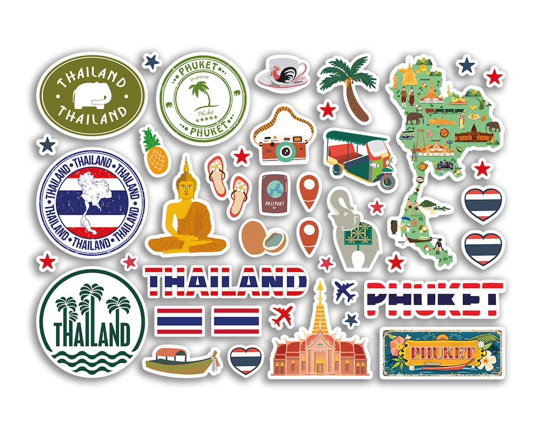 A5 Sticker Sheet Phuket Landmarks Vinyl Stickers - Thailand Asia Sea ...