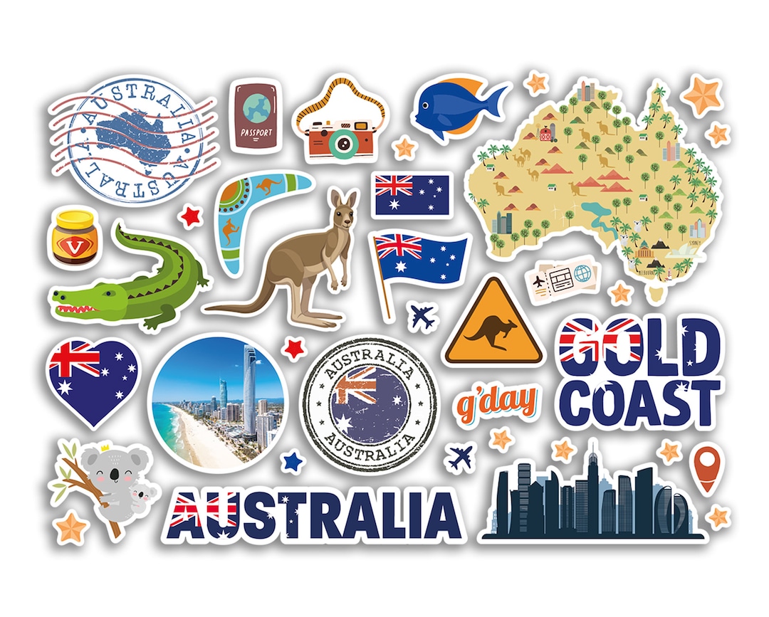 A5 Sticker Sheet Gold Coast Landmarks Vinyl Stickers - Australia Stamps ...