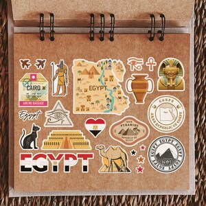 A5 Sticker Sheet Egypt Landmarks Vinyl Stickers - Country Africa Map ...