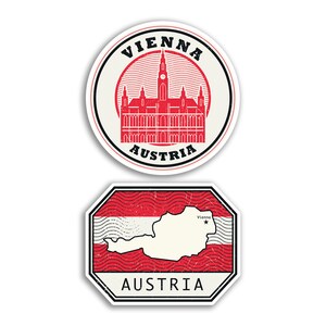 2 X 10cm Vienna Vinyl Stickers - Austria Austrian Landmarks Map Flag ...