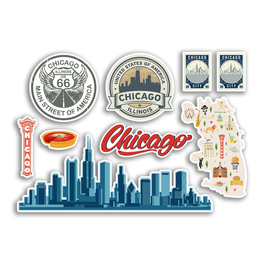 A5 Sticker Sheet Chicago Landmarks Vinyl Stickers - Illinois USA ...
