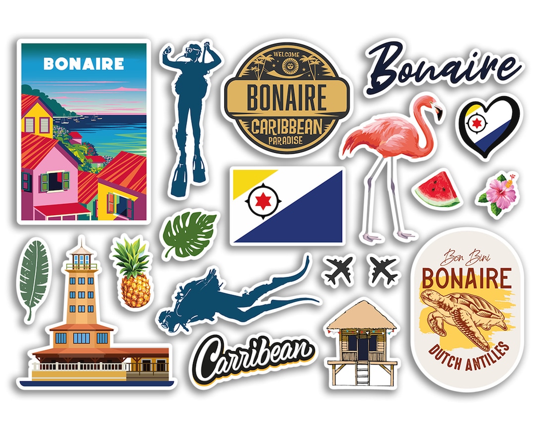 A5 Sticker Sheet Bonaire Vinyl Stickers - Caribbean Scuba Diving Summer ...