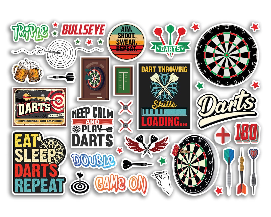 A4 Sticker Sheet Darts Vinyl Stickers - Player Club Pub Men Women Kids ...
