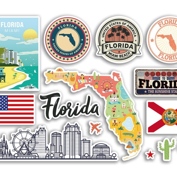 Florida Travel Stickers - Etsy