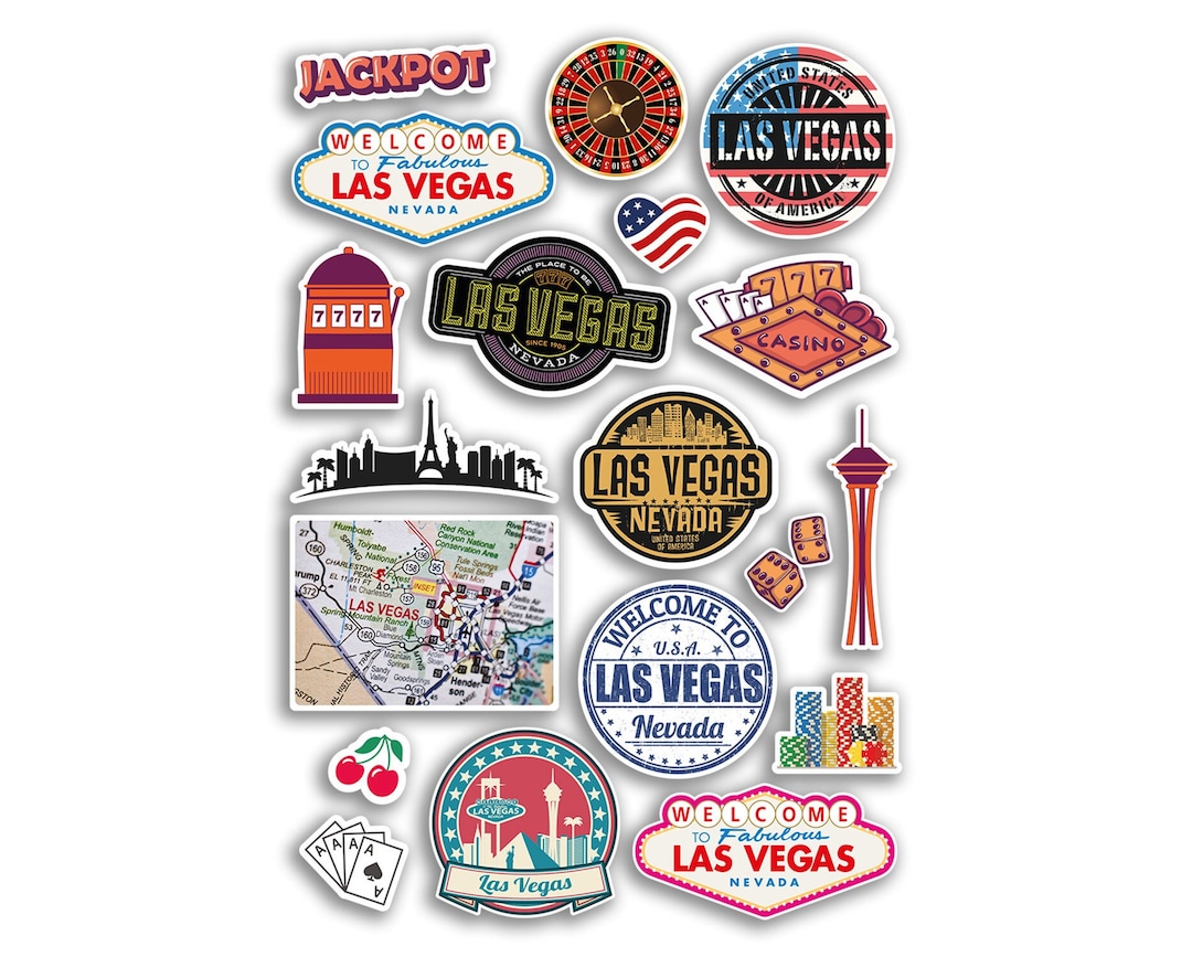 A4 Sticker Sheet Las Vegas Landmarks Vinyl Stickers - Casino America ...
