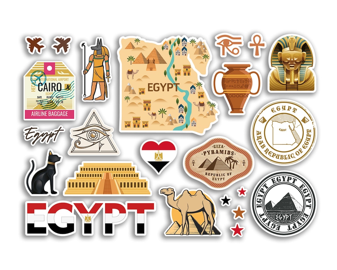 A5 Sticker Sheet Egypt Landmarks Vinyl Stickers - Country Africa Map ...