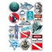 A4 Sticker Sheet Scuba Diving Vinyl Stickers - Diver Dive Beware Shark ...